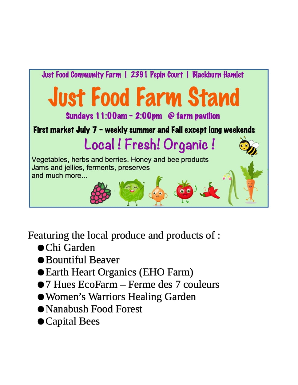 Visit Hidden Harvest at Just Foods Community Farm Stand | EnviroCentre
